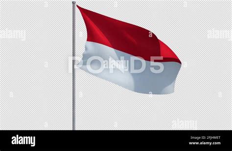 Flag Of Indonesia Waving In The Wind Loopable And With Alpha Channel