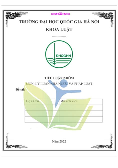 Download 50 Mẫu Bìa Tiểu Luận File Word Miễn Phí