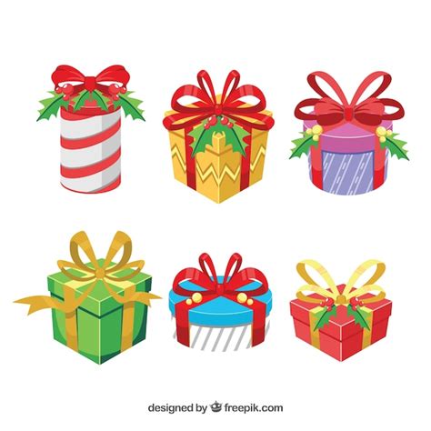 Coleção de caixas de presente para o natal Vetor Grátis