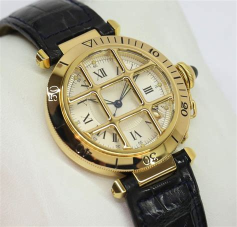 Cartier Pasha Grille In 18ct Yellow Gold On Strap Automatic Ref 2304