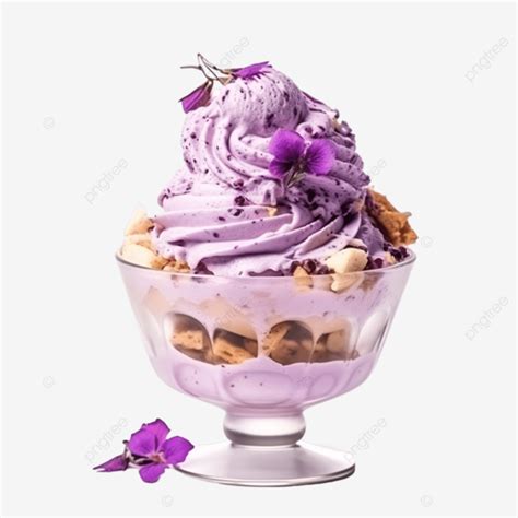 Taro Ice Cream With Toppings Taro Ice Cream Toppings PNG Transparent