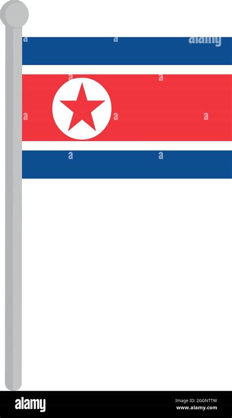 Vector Illustration Of The Flag Of North Korea On A Pole Stock Vector