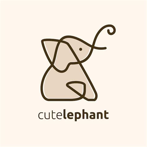 Premium Vector One Line Cute Elephant Vector Logo