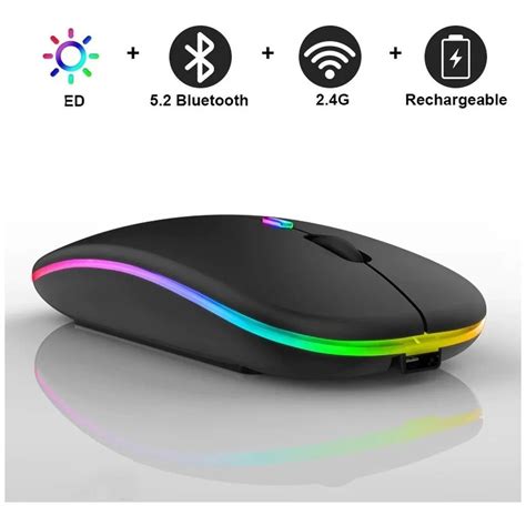 Mouse Sem Fio Recarreg Vel Hmaston Led Rgb Ghz Wirelles Submarino