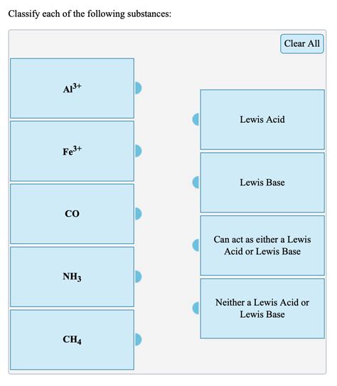 Solved Classify Each Of The Following Substances Clear All Chegg
