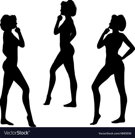 Woman Silhouette With Hand Gesture Thinking Vector Image