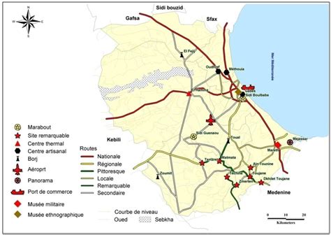 Carte touristique du gouvernorat de Gabès