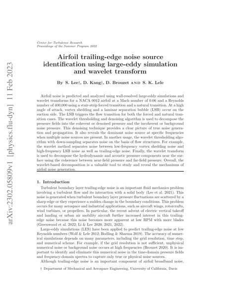 pdf airfoil trailing edge noise source identification using large eddy simulation and wavelet