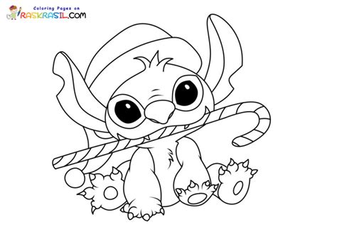 Coloriage Stitch de Noël à imprimer