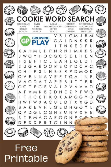 Cookie Word Search Printable Puzzle Free Pdf Growing Play