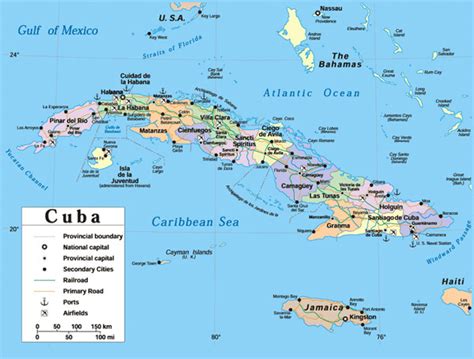 Detailed Political And Road Map Of Cuba Cuba Detailed Political And