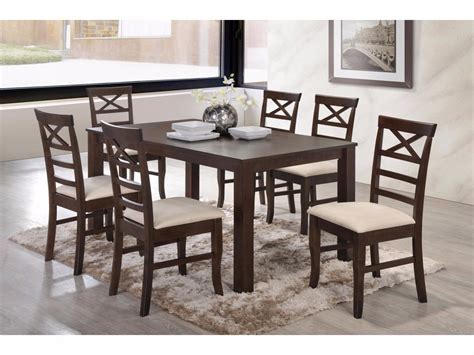 Juego De Comedor En Madera Maciza Sillas Tapizadas En