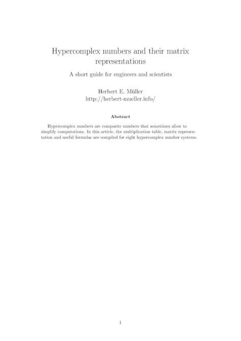 pdf hypercomplex numbers and their matrix representationsherbert uploads 3 2 9 0