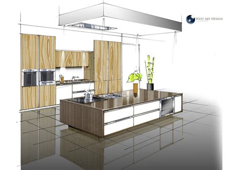 Perspective cuisine ArchiSketching Dessin décoration Déco maison