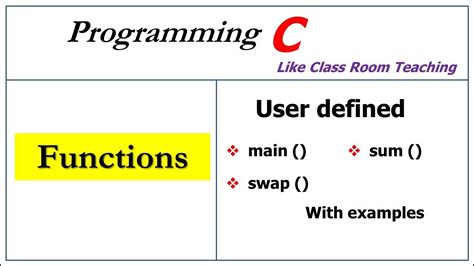 functions in c programming user defined function youtube