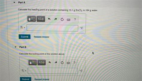 solved part a calculate the freezing point of a solution