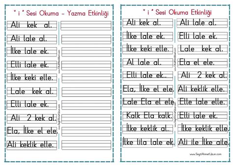 I Sesi Okuma Ve Yazma Metinleri Seyit Ahmet Uzun E Itime Yeni Bir