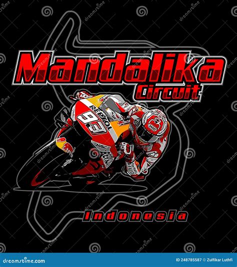 Mandalika Circuit Racing Map With Racer Image Stock Vector
