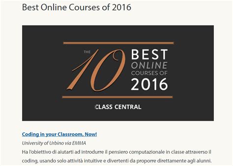 Miglior MOOC Dell Anno Per Class Central CodeMOOC