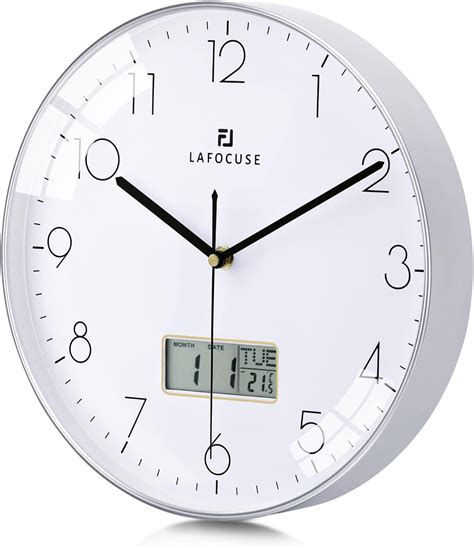 Amazon De Lafocuse Lautlos Wanduhr Mit Kalender Digital LCD Modern