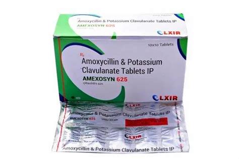 Amexosyn 625 Amoxicillin Potassium Clavulanate Tablets IP Packaging