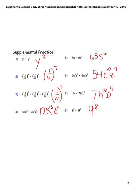 exponents lesson 3 dividing numbers in exponential notation