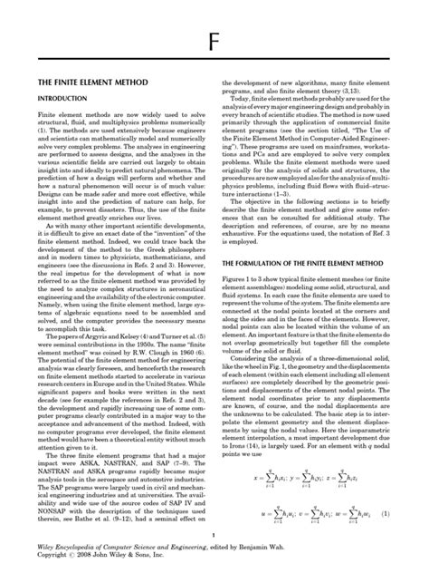 the finite element methods wiley encyclopedia of computer science and engineering descargar