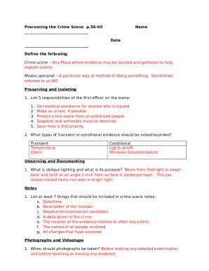 The Crime Scene And Chapter 3 Processing The Crime Scene Quizlet