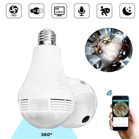 Camera Ip Seguraca Lampada Vr 360 Panoramica Espia Wifi Ethink