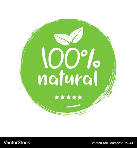 100 Natural Organic Stamp Food Badge Eco Nature Vector Image