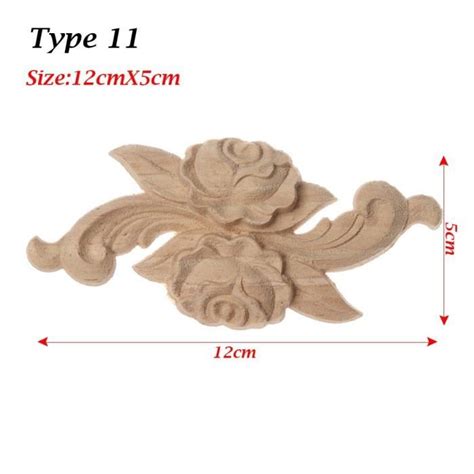 Statue deco Applique d angle sculptée en bois fleur de Rose non peinte