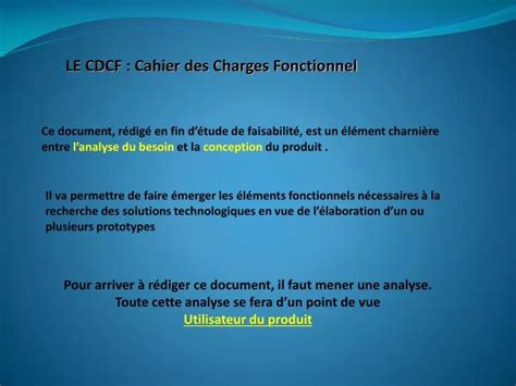 PPT LE CDCF Cahier Des Charges Fonctionnel PowerPoint Presentation