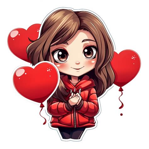 Premium Photo Cartoon Valentine Sticker Cartoon Style Sticker