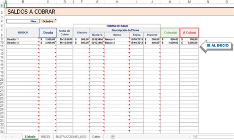 Excel Cursos Y Plantillas Contables Plantilla De Saldos A Cobrar