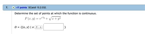 solved determine the set of points at which the function is