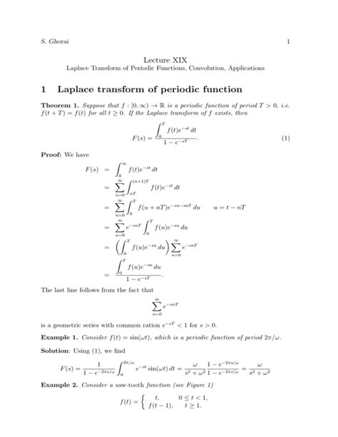Laplace Transform Of Periodic Function