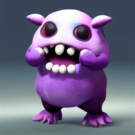 Krea Ai Chubby Fat Monster Purple Scales Cute Sparkle E