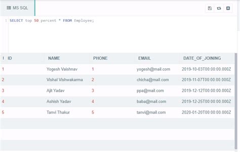 Requ Te Sql Pour Afficher Les Premiers Enregistrements De La Table