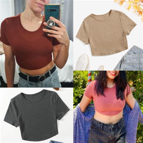 Kily Ph Solid Waffle Knit Tee Crop Top Shirt A Lazada Ph