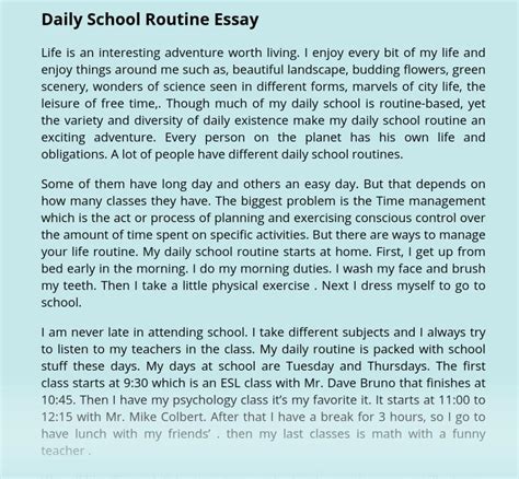 My Daily Routine Essay Brainly In
