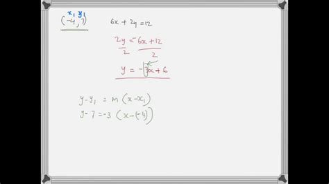 find the equation of the line through the given point and parallel to the given line youtube