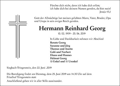 Traueranzeigen Von Hermann Reinhard Georg Vrm Trauer De