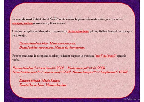 Les Pronoms Personnels Cod Et Coi Fran Ais Fle Powerpoints