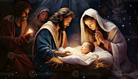 Scene Of The Birth Of Jesus Christmas Nativity Scene 27926968 Stock
