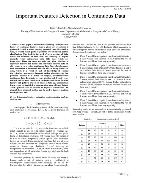 pdf important features detection in continuous data