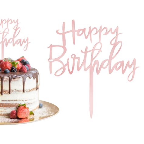 Topper na tort Happy Birthday różowy metaliczny Inna marka Sklep