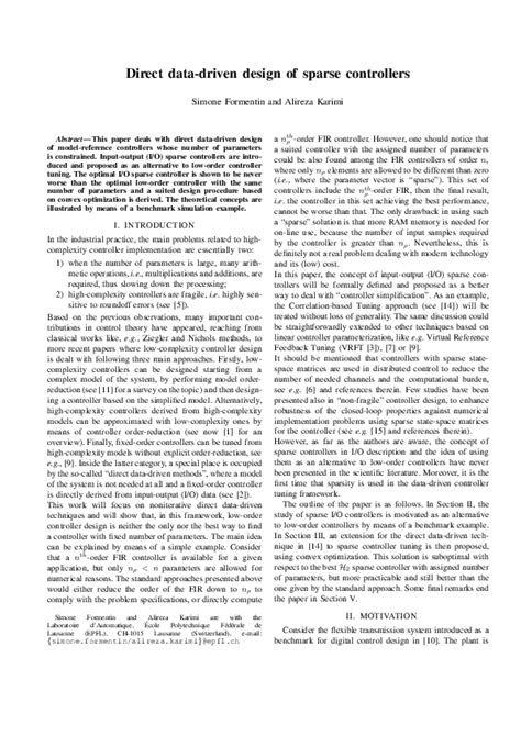 pdf direct data driven design of sparse controllers alireza karimi and simone formentin
