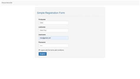 Simple Registration Form Source Code In PHP