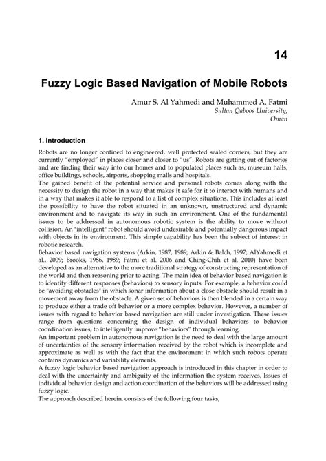 pdf fuzzy logic based navigation of mobile robots