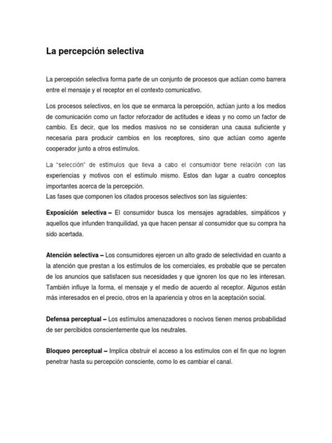 Percepción selectiva en psicología significado y efectos Colegio de